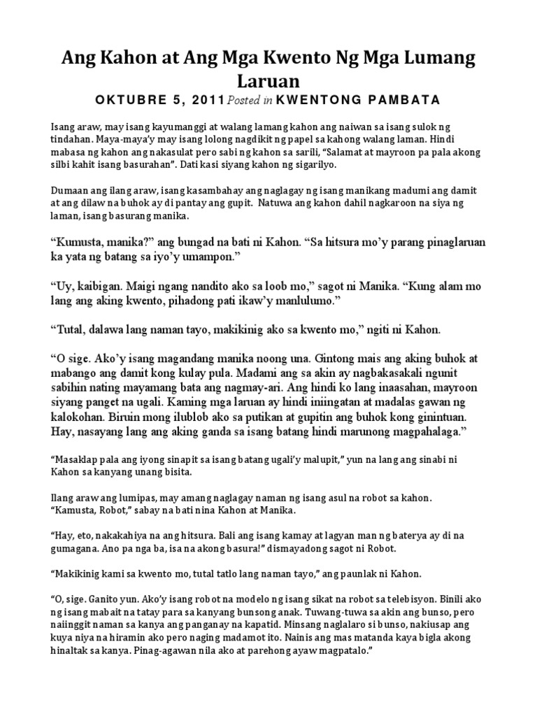 Ang Kahon at Ang Mga Kwento NG Mga Lumang LaruaN | PDF