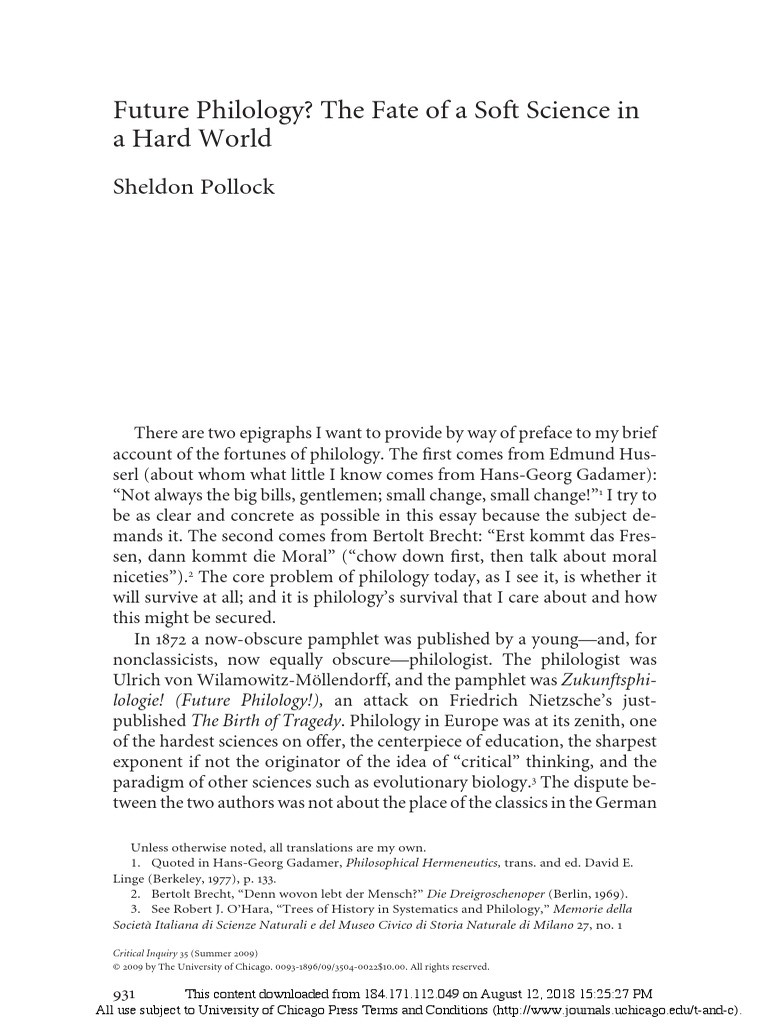 Sheldon Pollock Future Philology | PDF | Philology | Language Arts ...