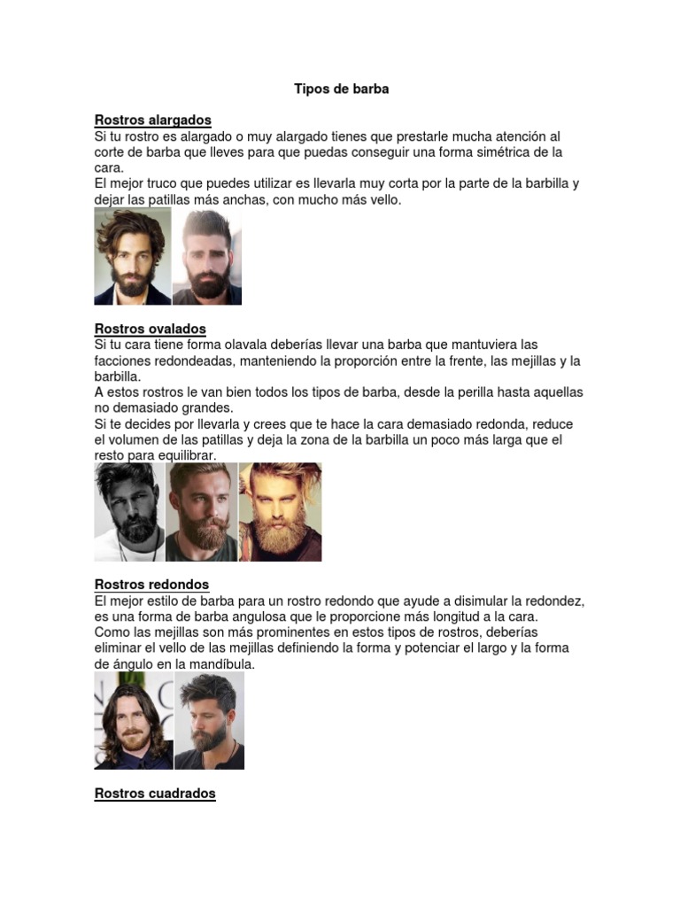 Tipos de Barba | Descargar gratis PDF | Barba | Rasgos faciales
