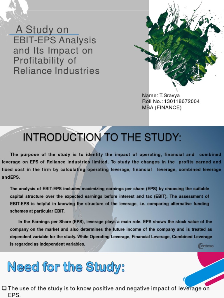 EBIT-EPS Impact on Reliance Profitability | PDF | Leverage (Finance ...