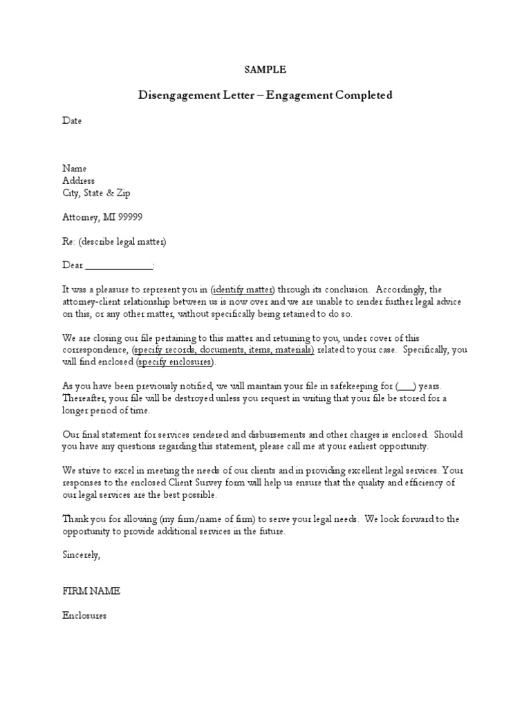 Disengagement - Letter Complete | PDF
