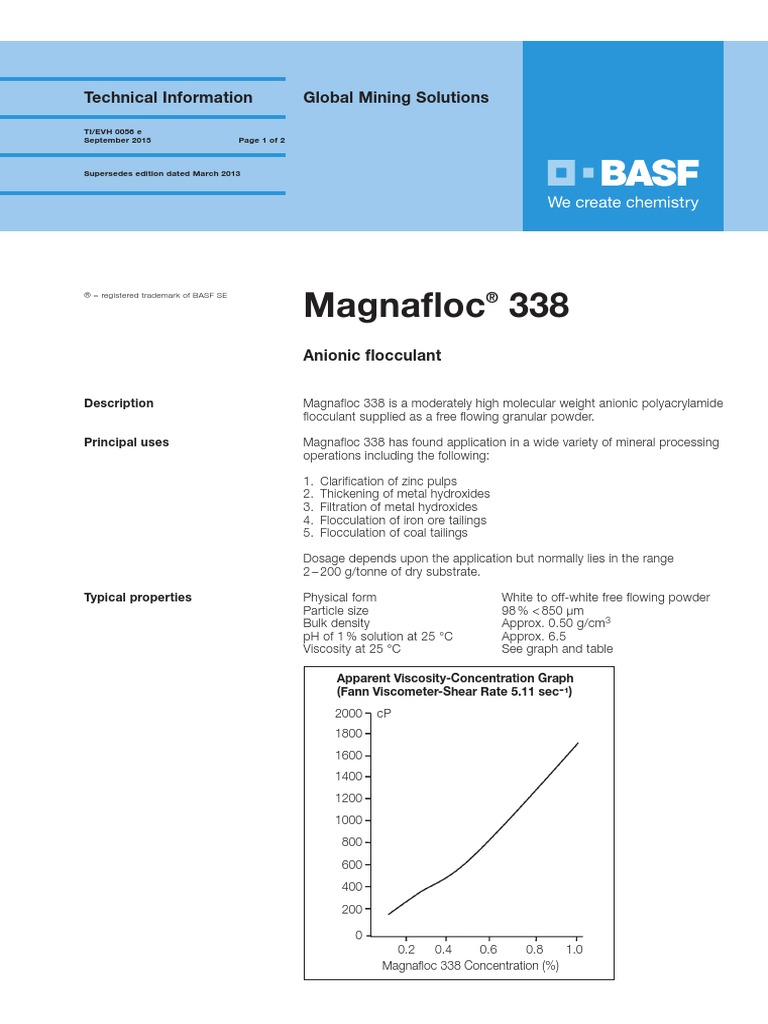 Magnafloc 338 TI EVH 0056 e | PDF | Solution | Viscosity