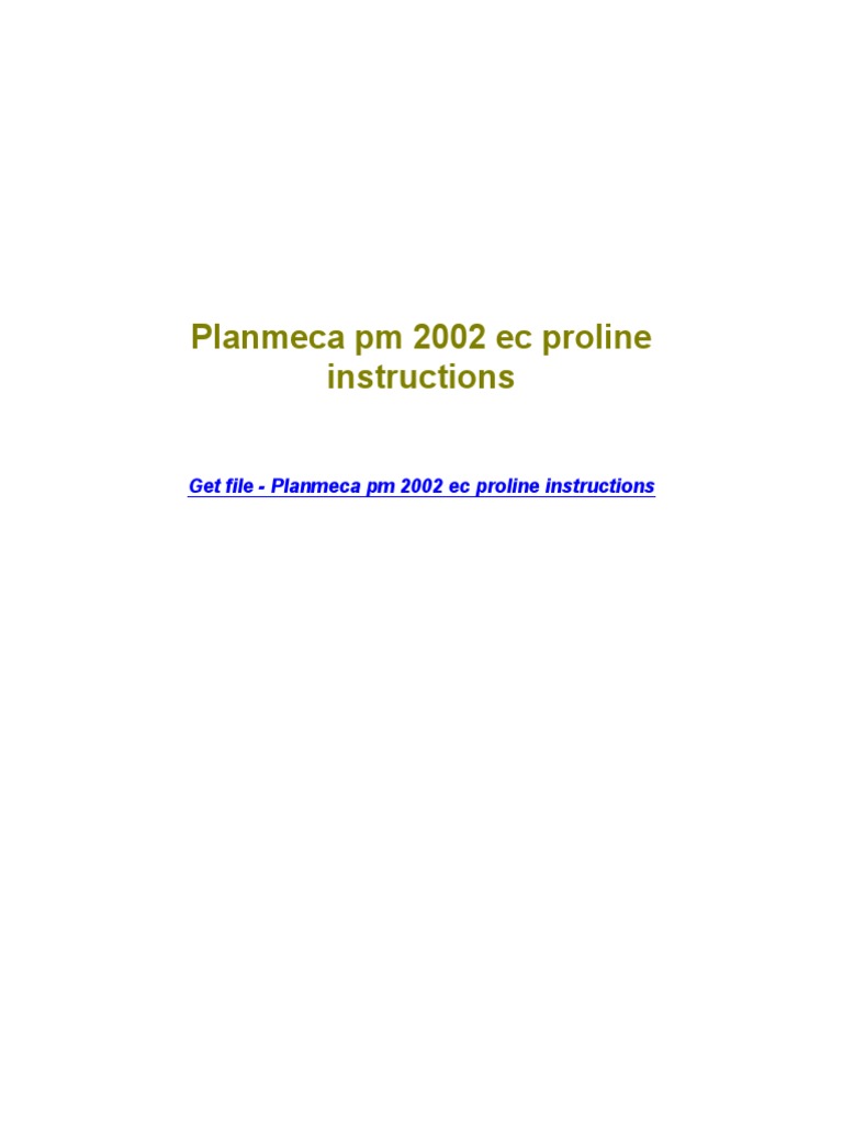 Planmeca PM 2002 EC Proline Guide | PDF | Computing Platforms | Digital ...