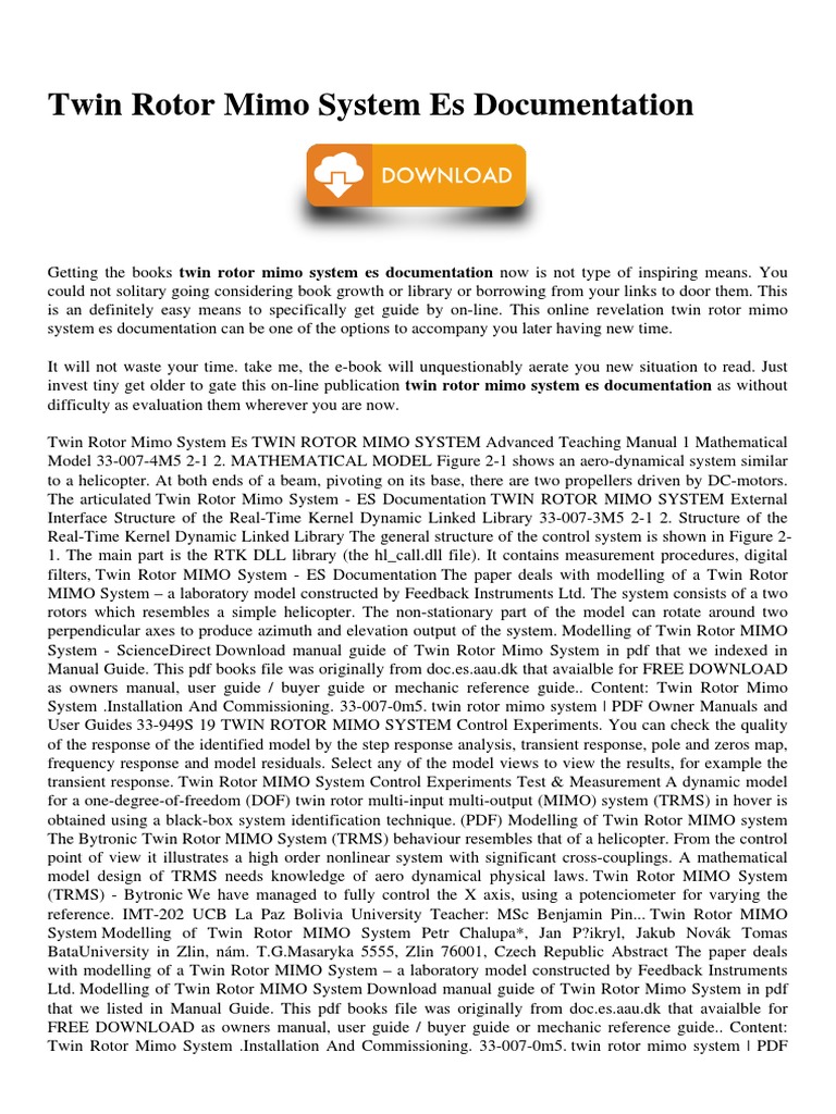 Twin Rotor Mimo System Es Documentation PDF | PDF | Control Theory ...