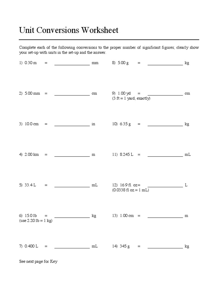 Unit Conversion Worksheet | PDF | Teaching Methods & Materials