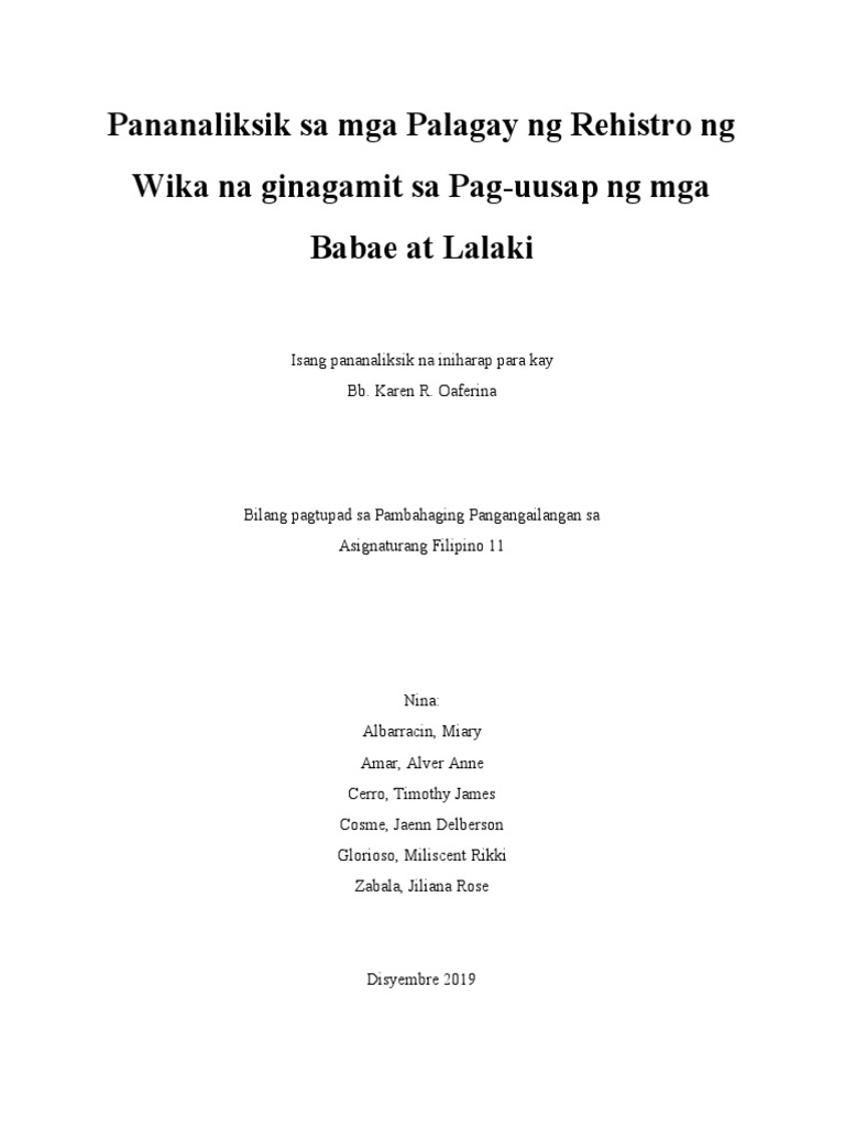 Filipino Final Output Group 4 | PDF