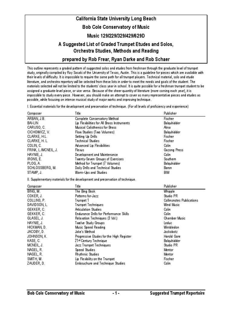 Trumpet Rep | PDF | Concerto | Trumpet