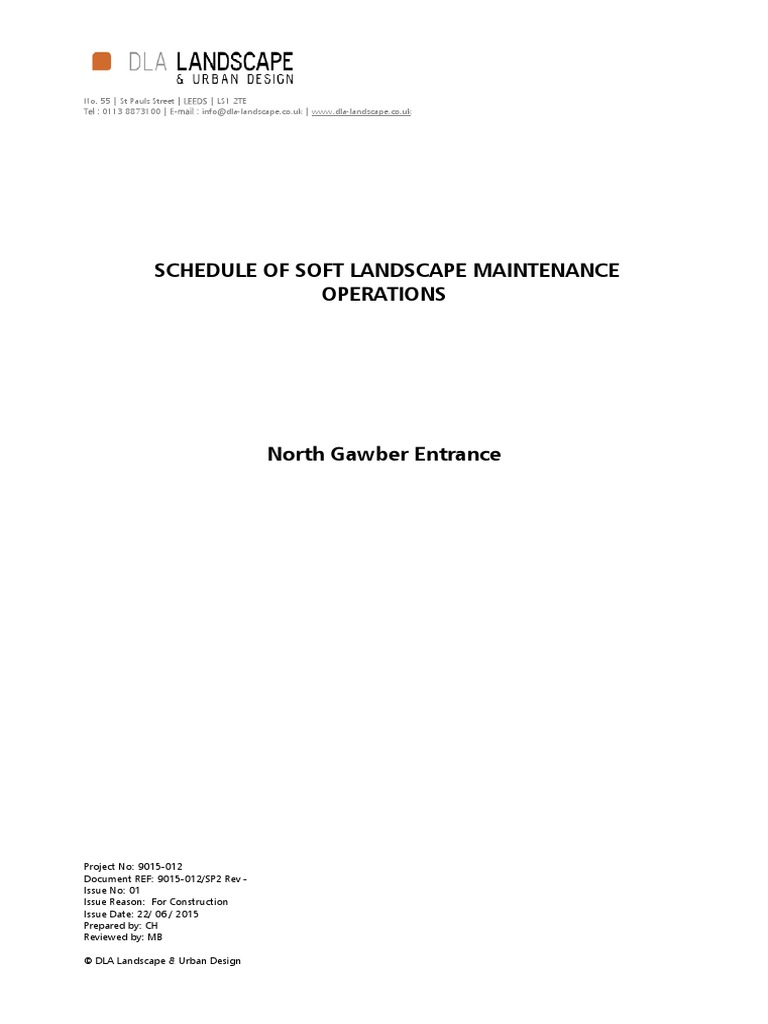 2015 - 1015 Landscape Maintenance Schedules | PDF | Pruning | Mulch