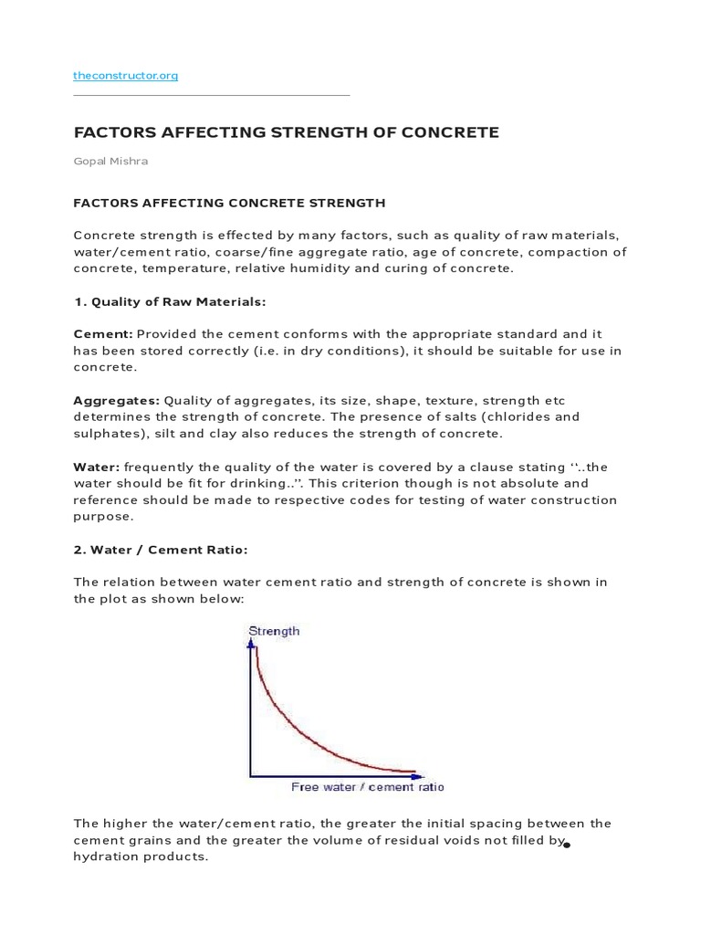 Factors Affecting Strength of Concrete | PDF | Concrete | Cement