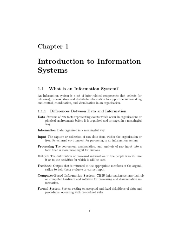 Introduction To Information Systems: 1.1 What Is An Information System ...