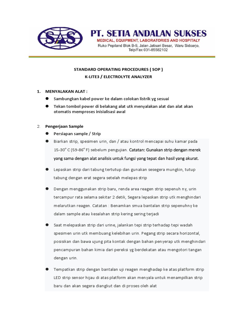SOP Urine Verify U500 | PDF