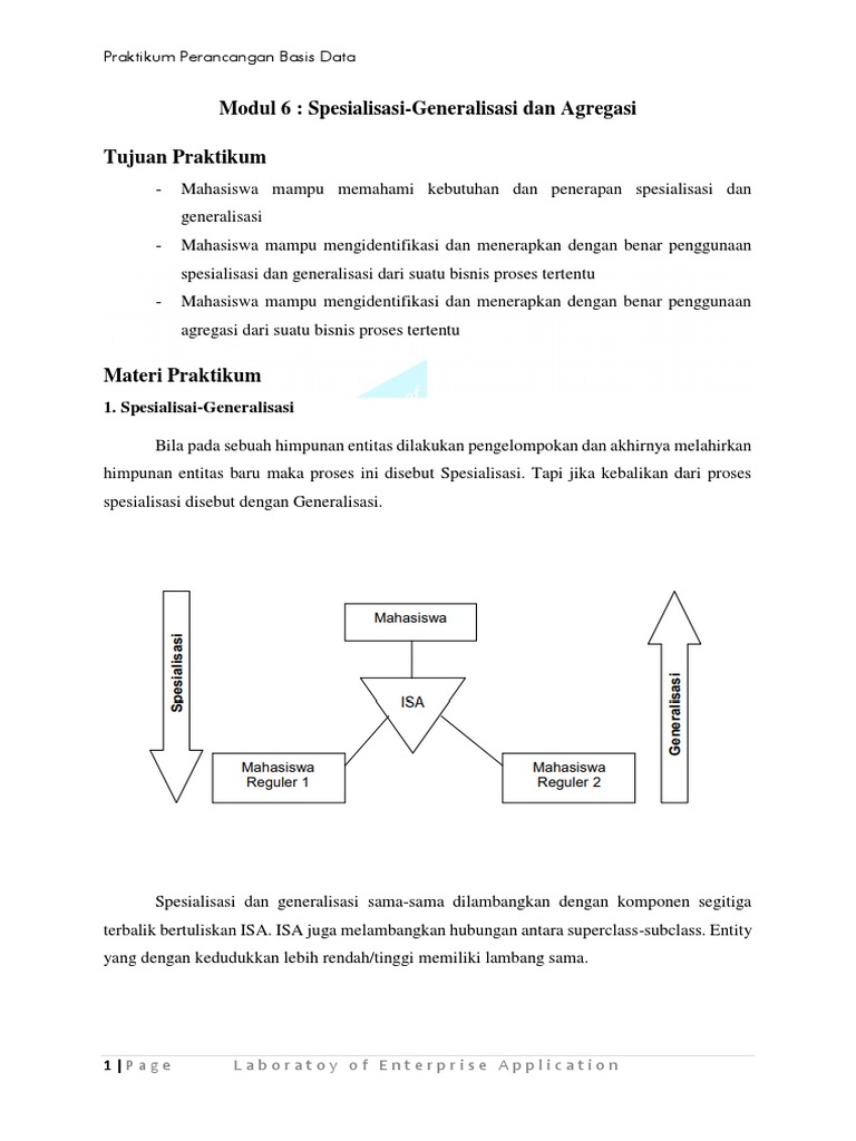 Modul 6 Spesialisasi Generalisasi Dan Agregasi | PDF
