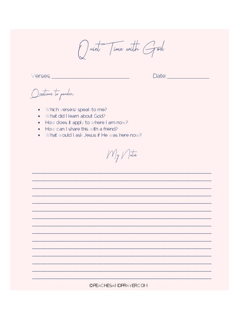 Quiet Time Notes Printable | PDF | Bible Content | Canonical Gospels