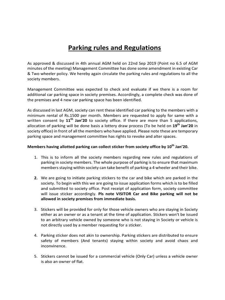 Car Parking Policy-1 | PDF | Virtue | Common Law