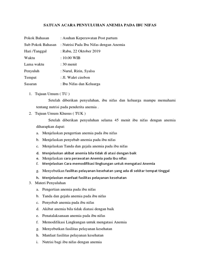 Sap Anemia Pada Ibu Nifas | PDF