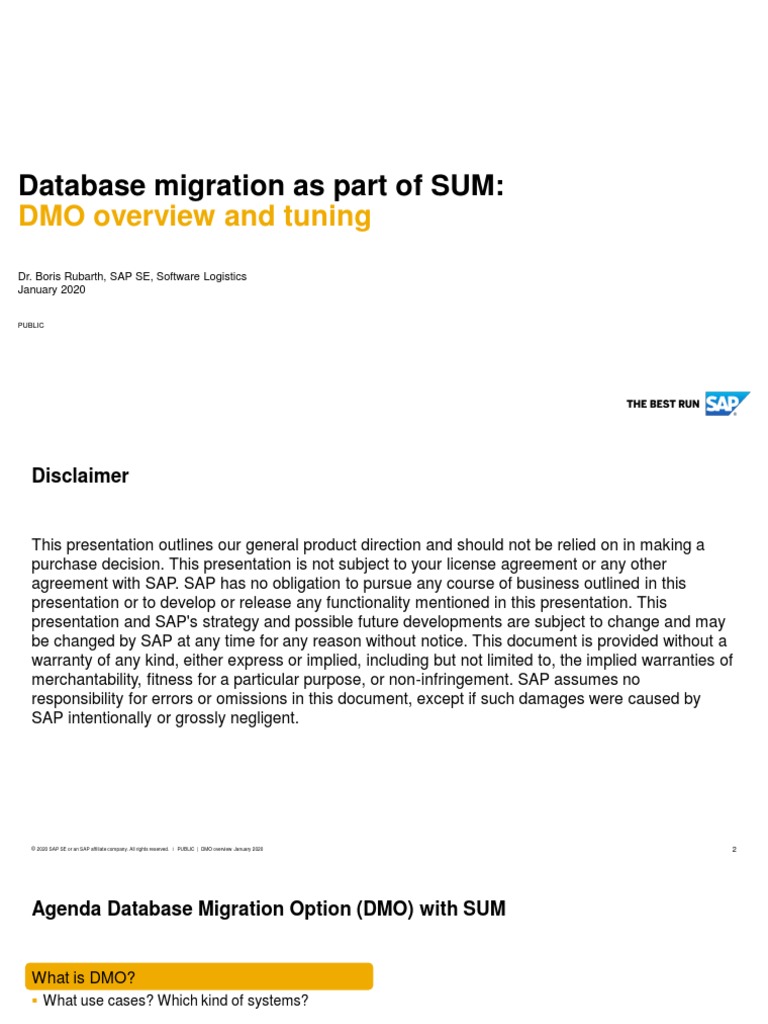 DMO Introduction SPS 28 | PDF | Databases | Sap Se