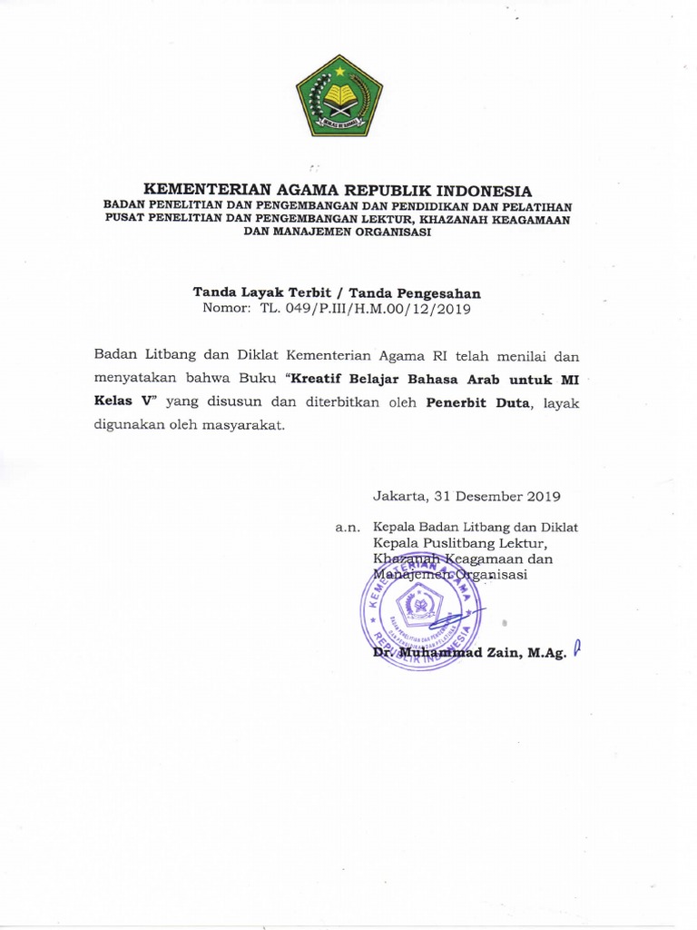 Stempel Lulus Dari Puslitbang Lektur, Khazanah Keagamaan | PDF