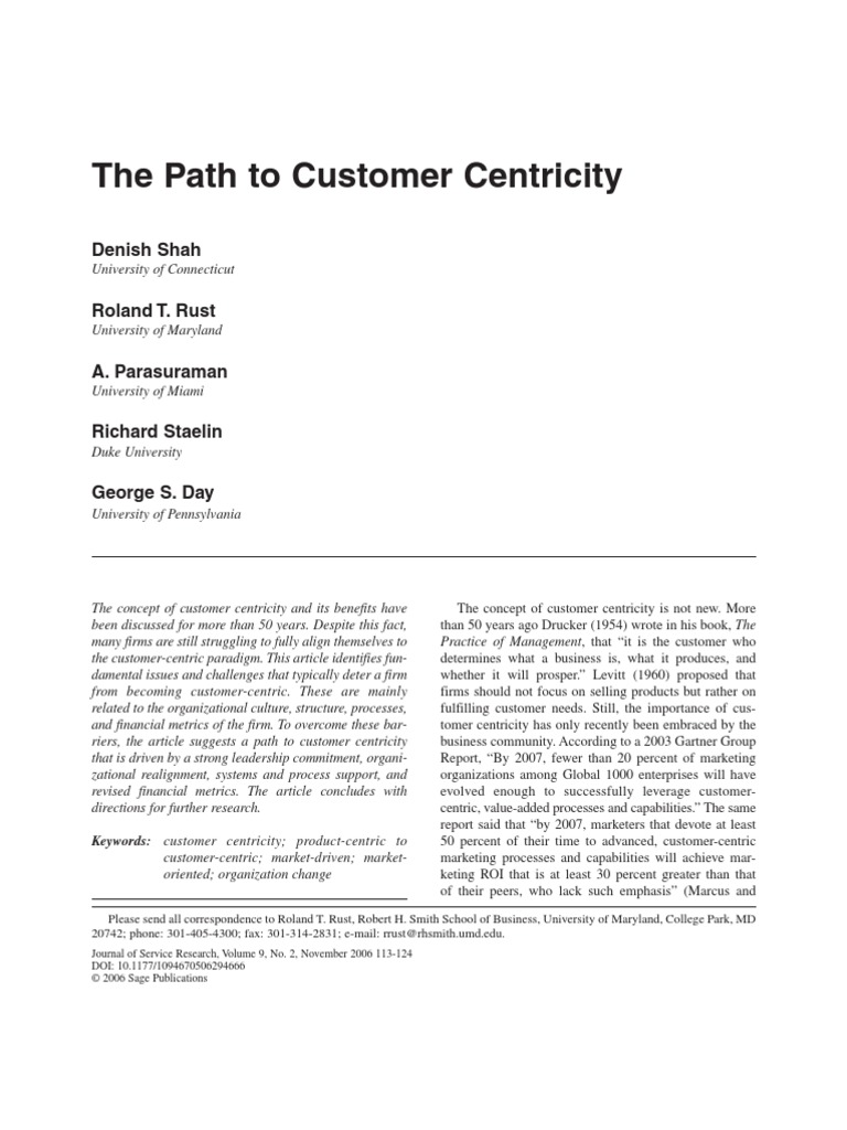 Customer Centricity | PDF | Customer Satisfaction | Marketing