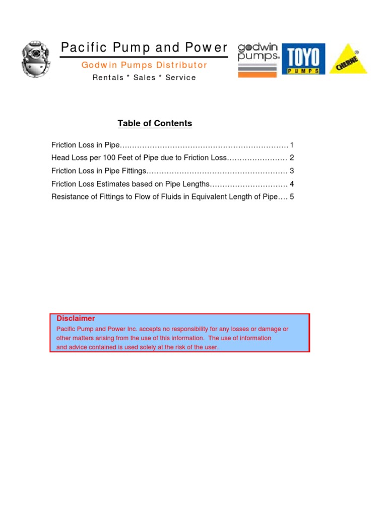 HDPE Friction Loss Table | PDF | Pipe (Fluid Conveyance) | Classical ...
