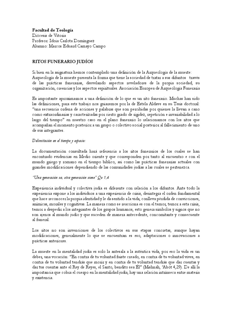 Ritos Funerario Judíos | PDF | Entierro | Judios