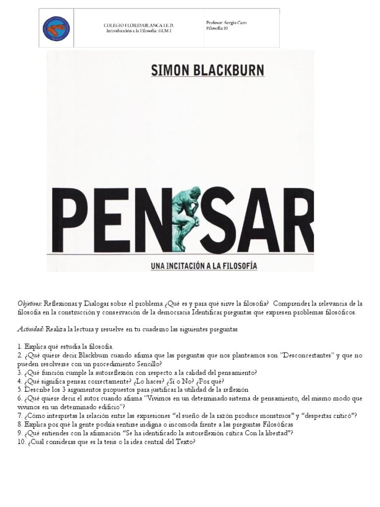 GLM 1 Pensar Simon Blackburn PDF | PDF