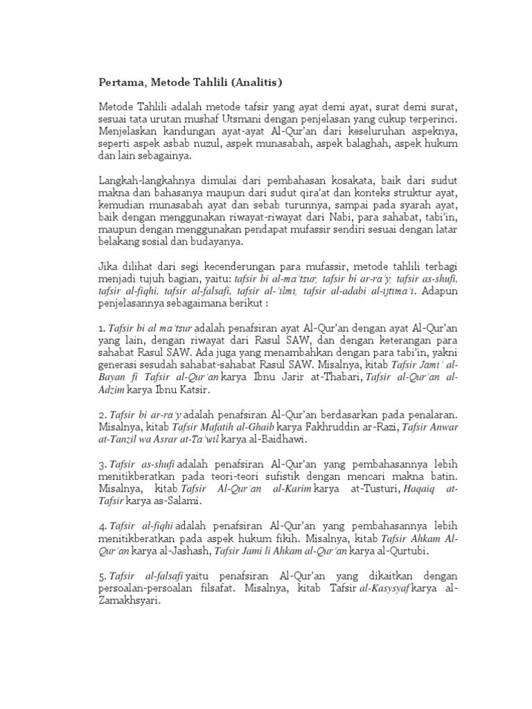 Metode-Metode Penulisan Tafsir | PDF | Filsafat | Sains & Matematika
