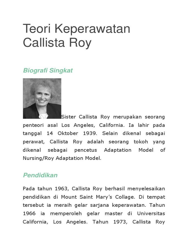Teori Adaptasi Keperawatan Roy | PDF