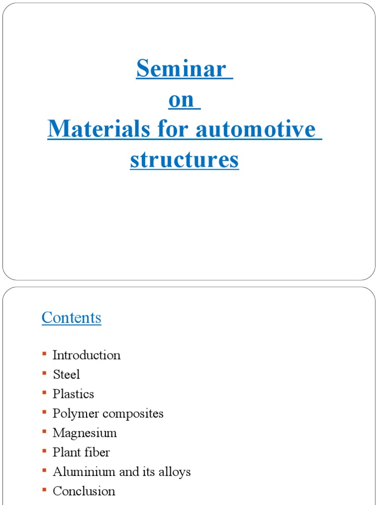 Materials For Automotive Structures | PDF | Composite Material | Steel
