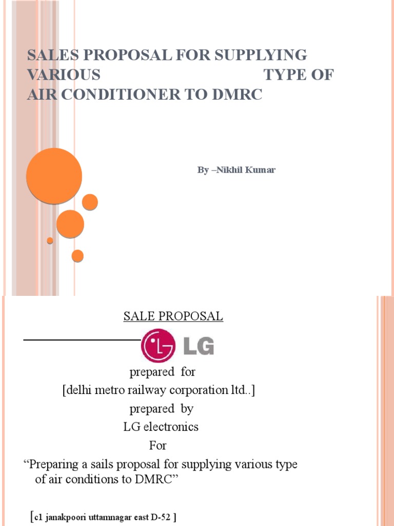 Sales Proposal For Supplying Various Type of Air Conditioner To DMRC ...