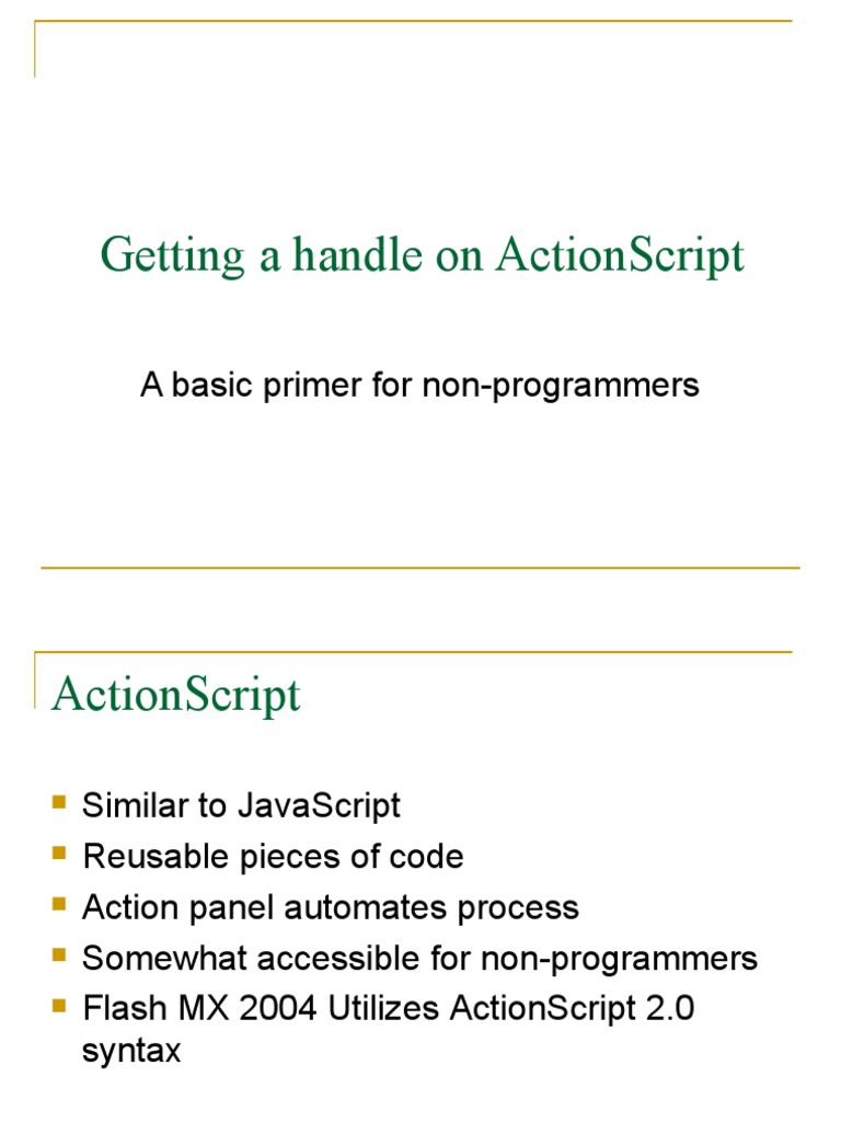 Getting A Handle On Actionscript: A Basic Primer For Non-Programmers | PDF | Action Script ...