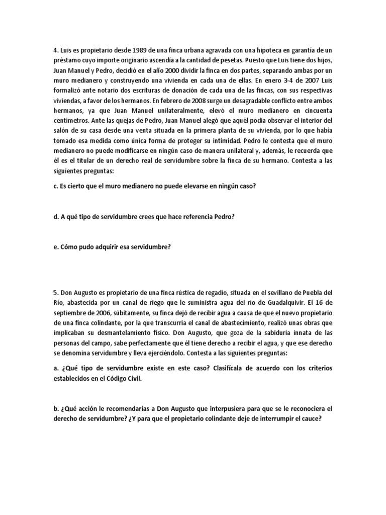 Derechos reales de servidumbre sobre fincas rústicas y urbanas | PDF ...