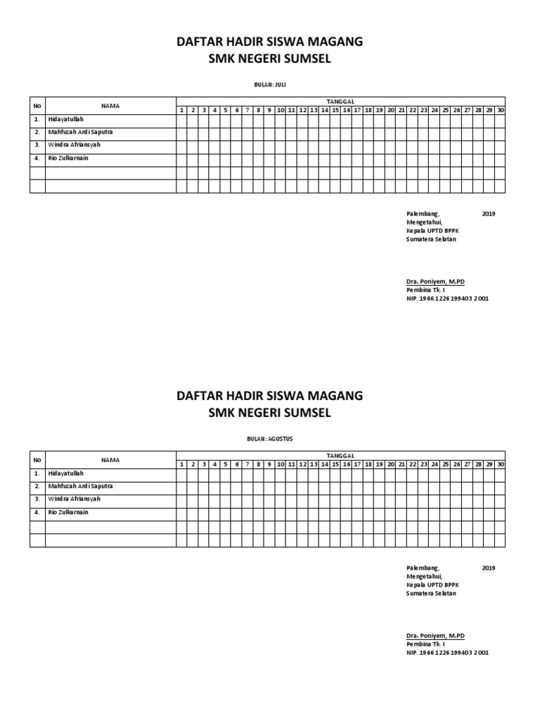 Absen Magang | PDF
