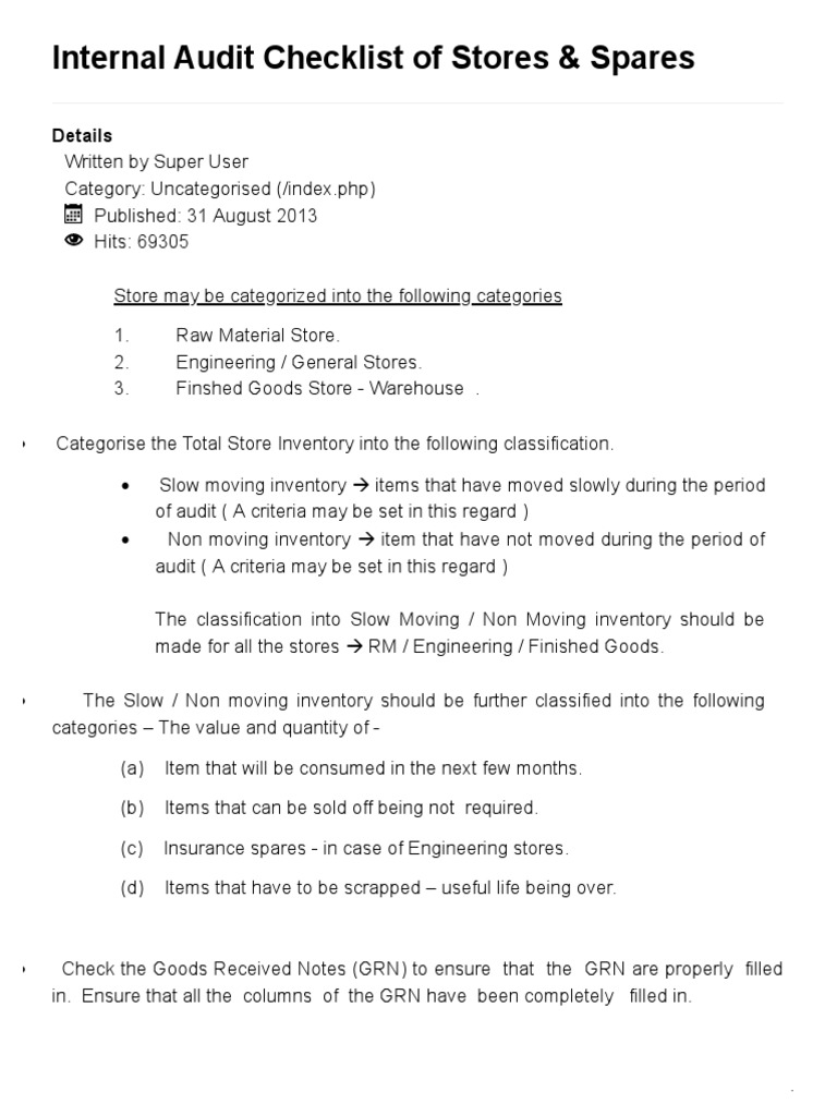 Store & Inventory Audit Guide | PDF | Inventory | Warehouse