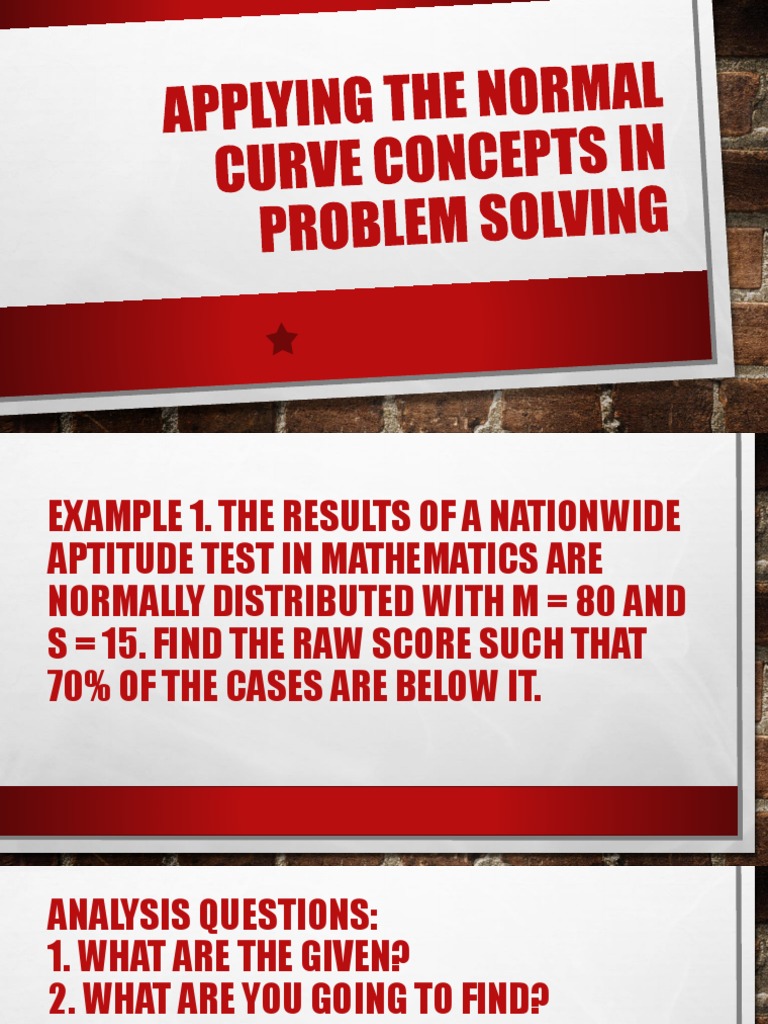 Applying The Normal Curve Concepts in Problem Solving | PDF