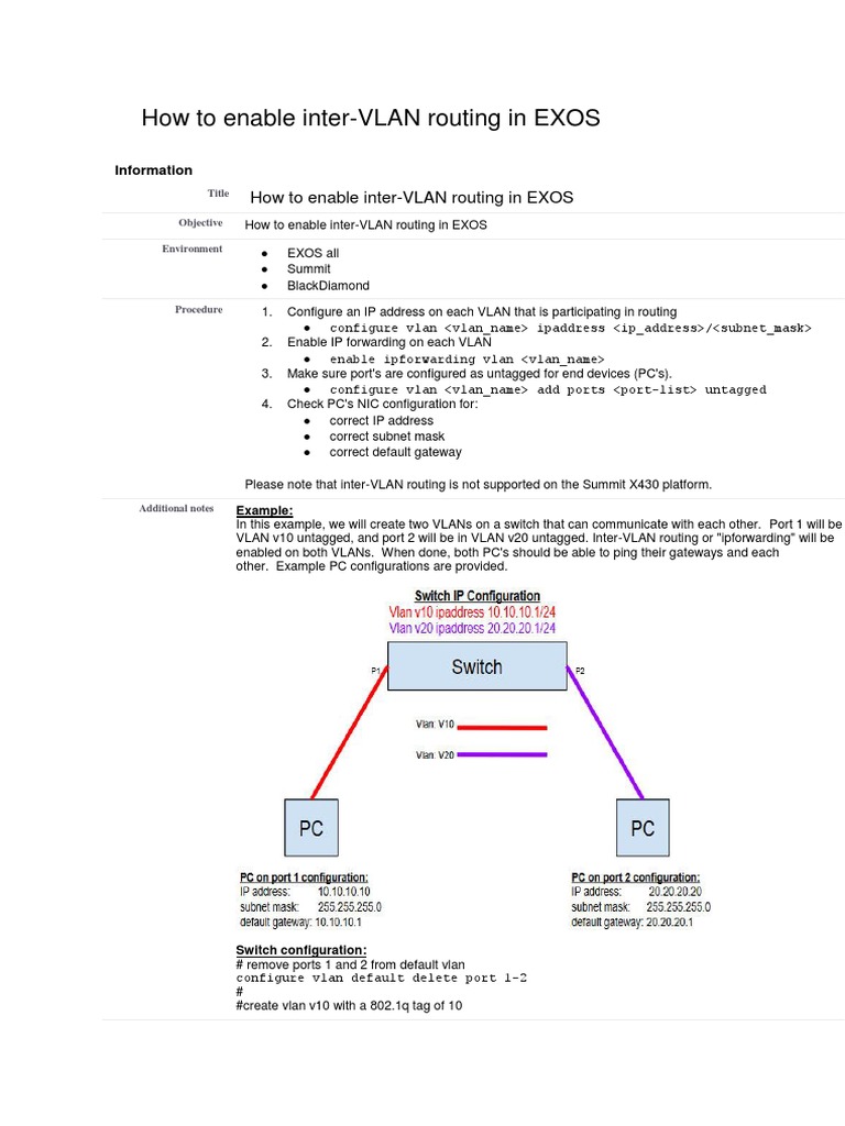 EXOS Inter-VLAN Routing Guide | PDF | Ip Address | Gateway ...