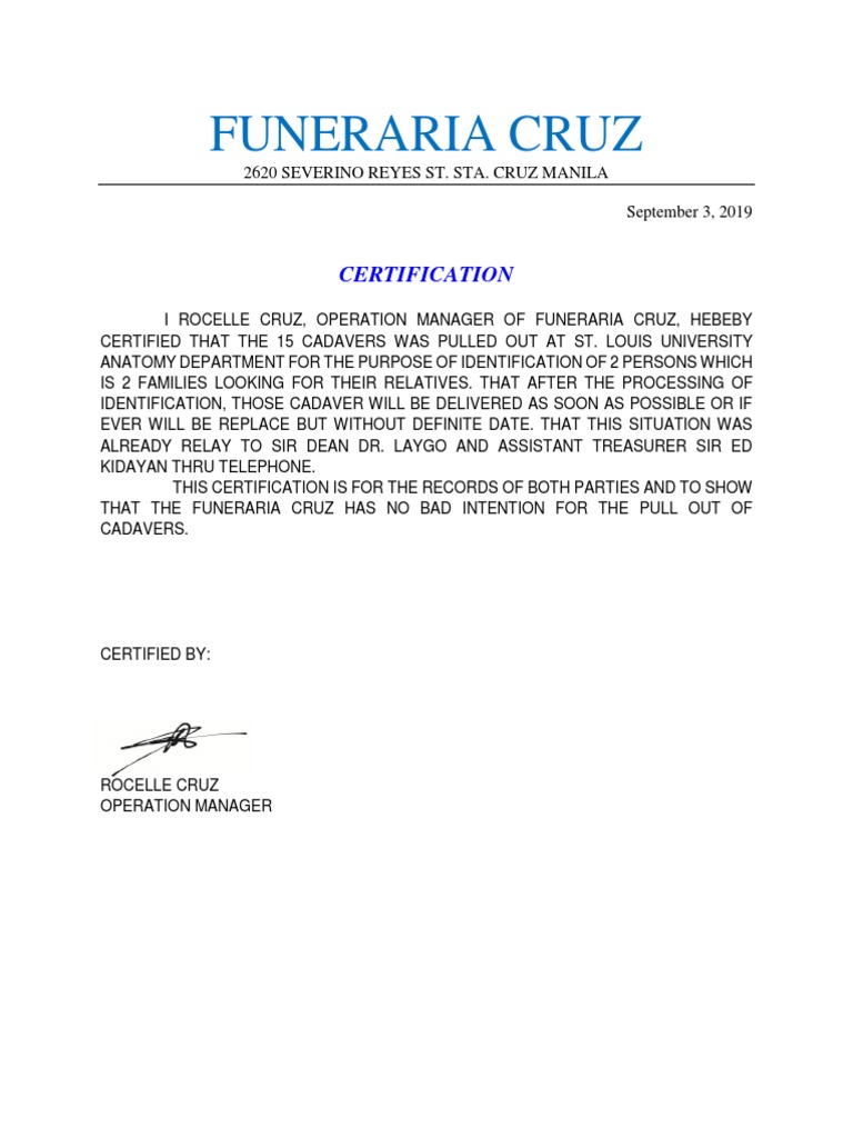 Certification of Pull Out | PDF