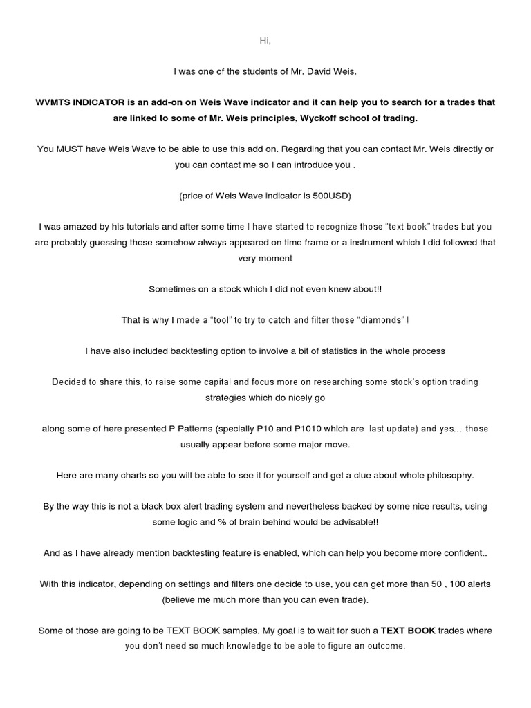 Weis Wave Indicator | PDF | Day Trading | Market (Economics)