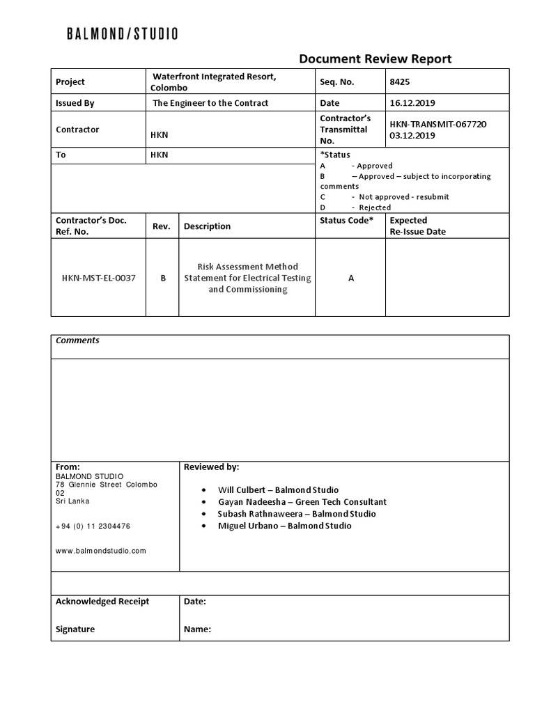 HKN-MST-EL-0037 - Rev - B - Status A | PDF | Electrician | Verification ...