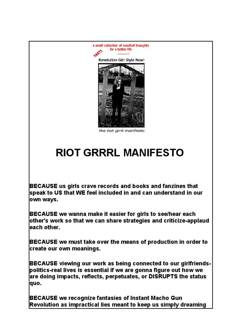 Riot Girl Manifesto Eng Ger