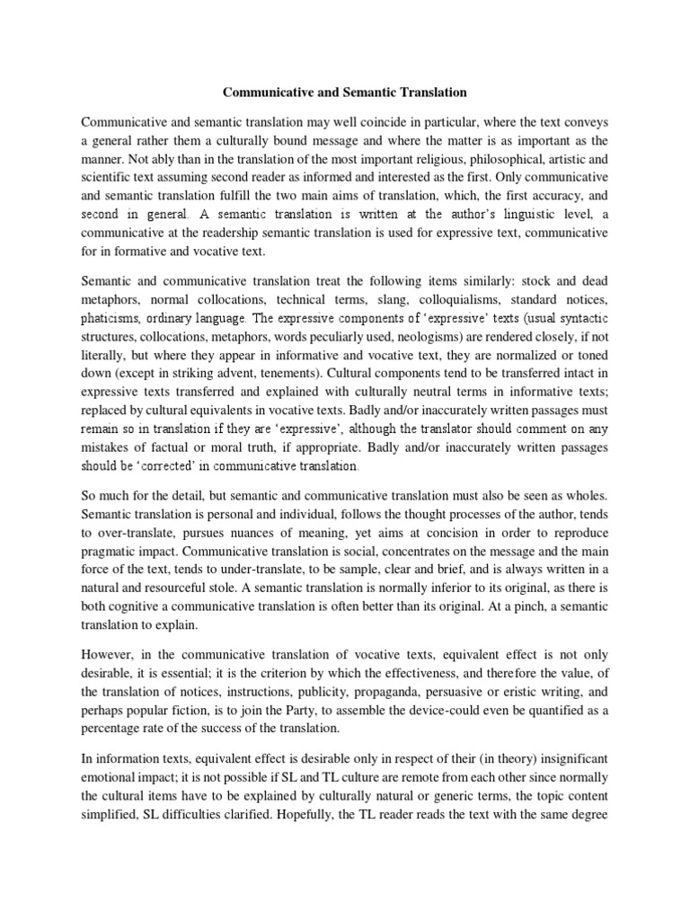 Communicative and Semantic Translation | PDF | Translations | Semantics
