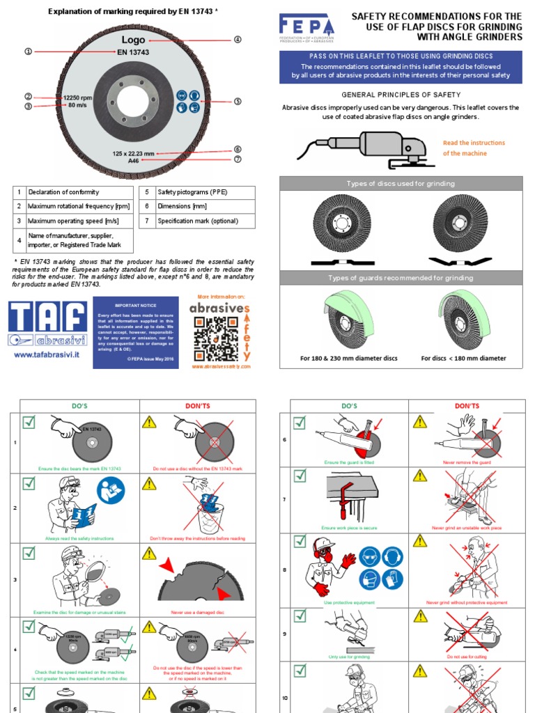 Taf - Fepa Safety Leaflet Flap Discs English | PDF | Personal ...