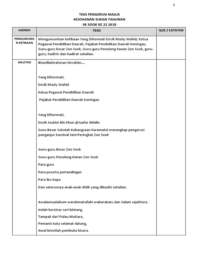 Teks Emcee Karnival Seni 2019 | PDF