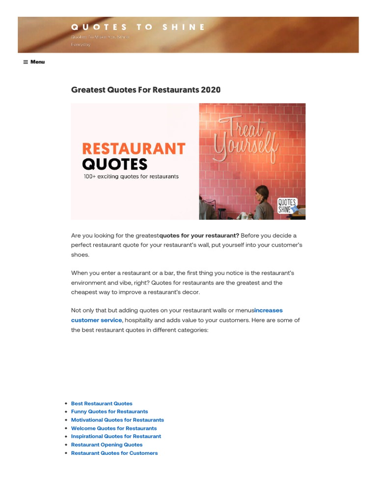 Quotes For Restaurants | PDF | Restaurants | Foods