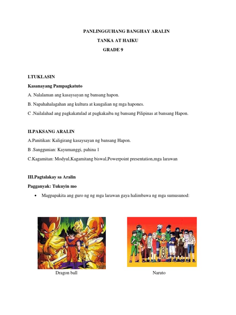 Tanka at Haiku Lesson Plan | PDF