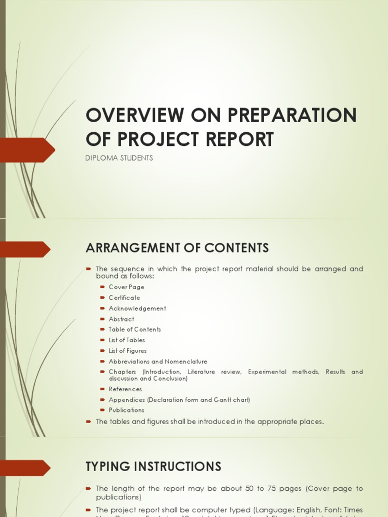 Overview On Preparation of Project Report For Diploma Students | PDF ...
