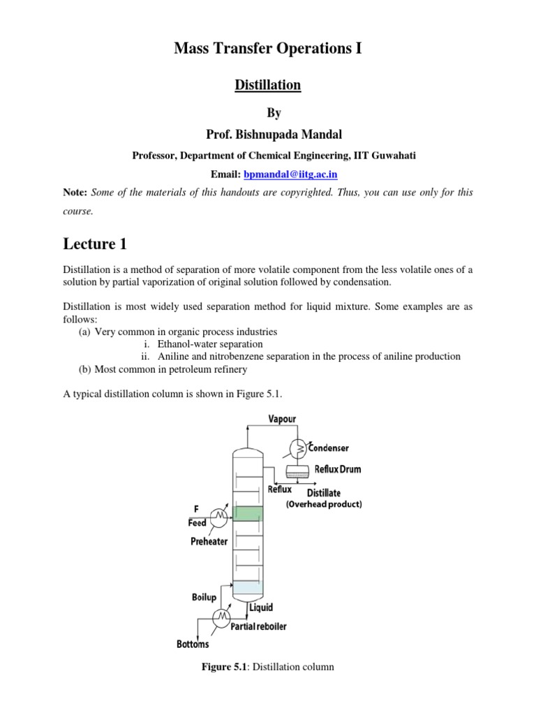 Distillation - Lectures 1 To 6 PDF | PDF | Distillation | Phase (Matter)