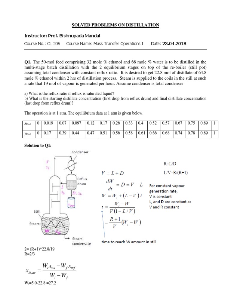 Solved Problems PDF | PDF | Distillation | Unit Operations