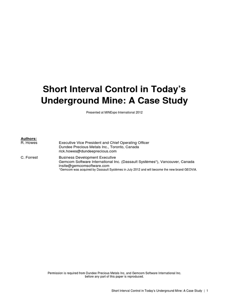 Short Interval Control in Todays UG Mine PDF | PDF | Business Process | Mining