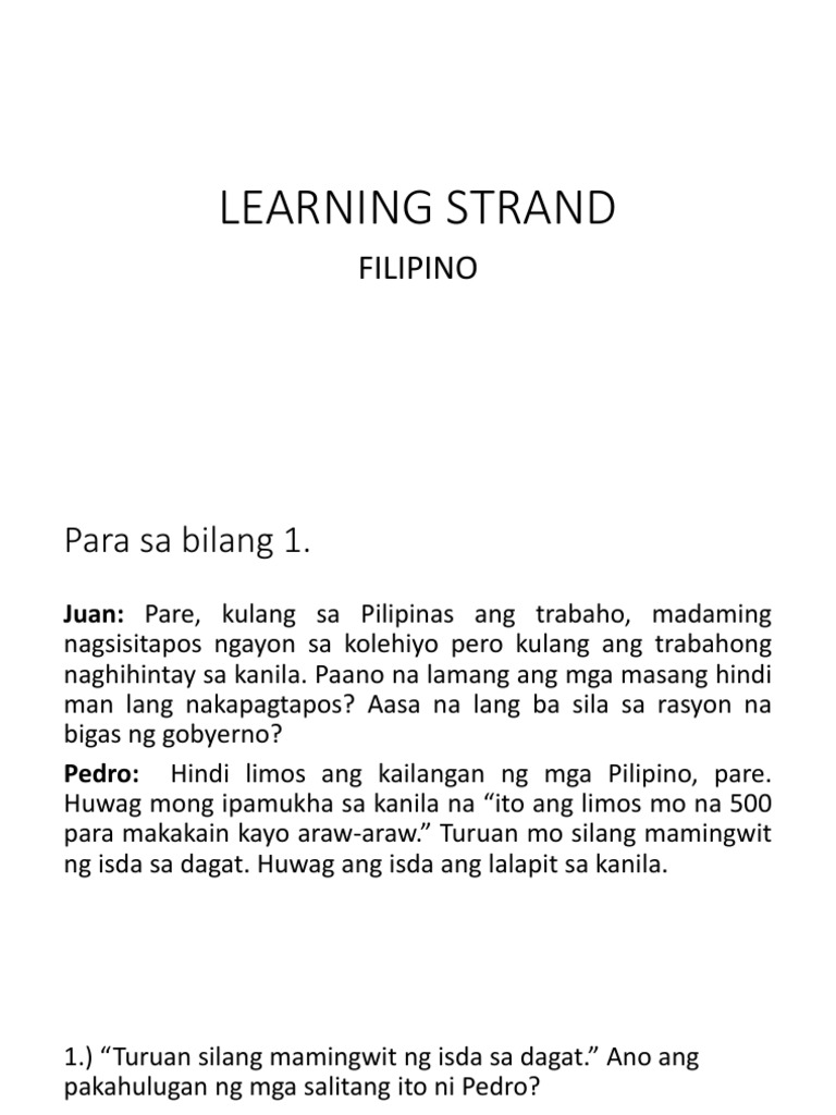 Learning Strand (Filipino) | PDF