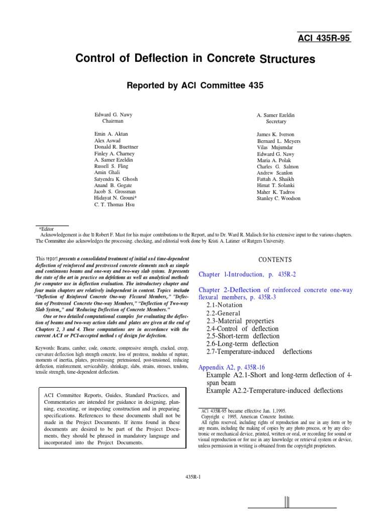 ACI 435R-95 - Control of Deflection in Concrete Structures | PDF ...